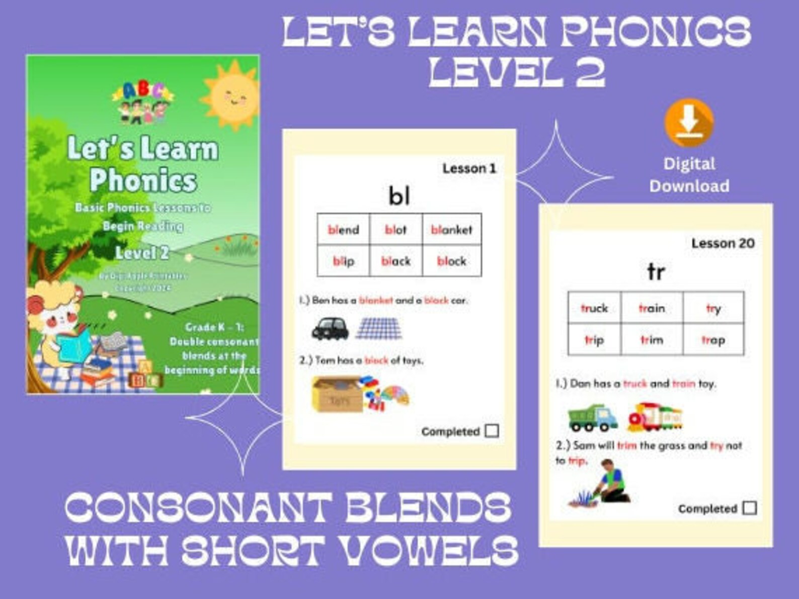 Let's Learn Phonics Basic Phonics Lessons to Begin Reading, Level 2 ...