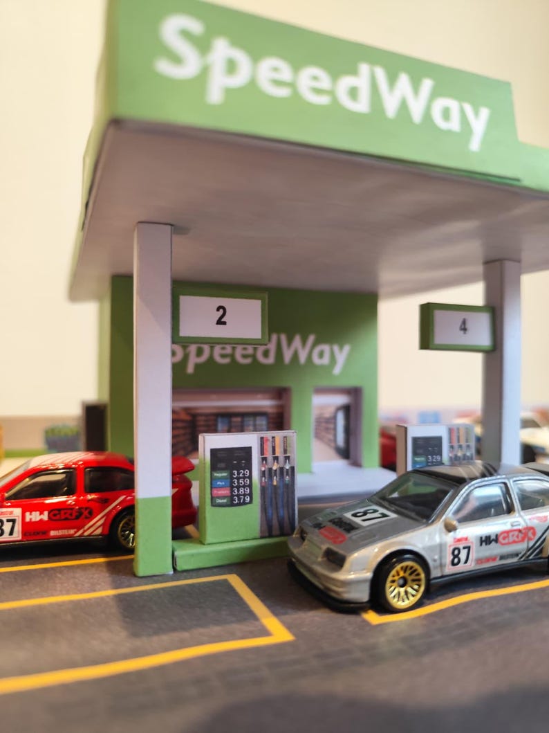 Speedway Gas Station – Papercraft Diorama 1:64 Scale Printable Assembly ...