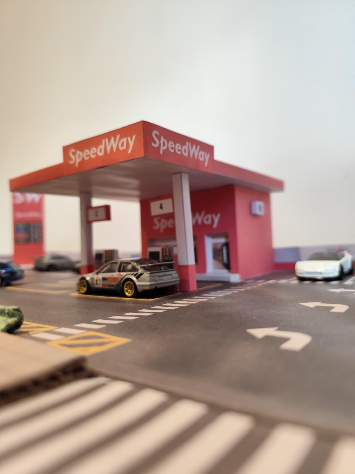 Gas Station With Speedway Street – Papercraft Diorama 1:64 Scale ...