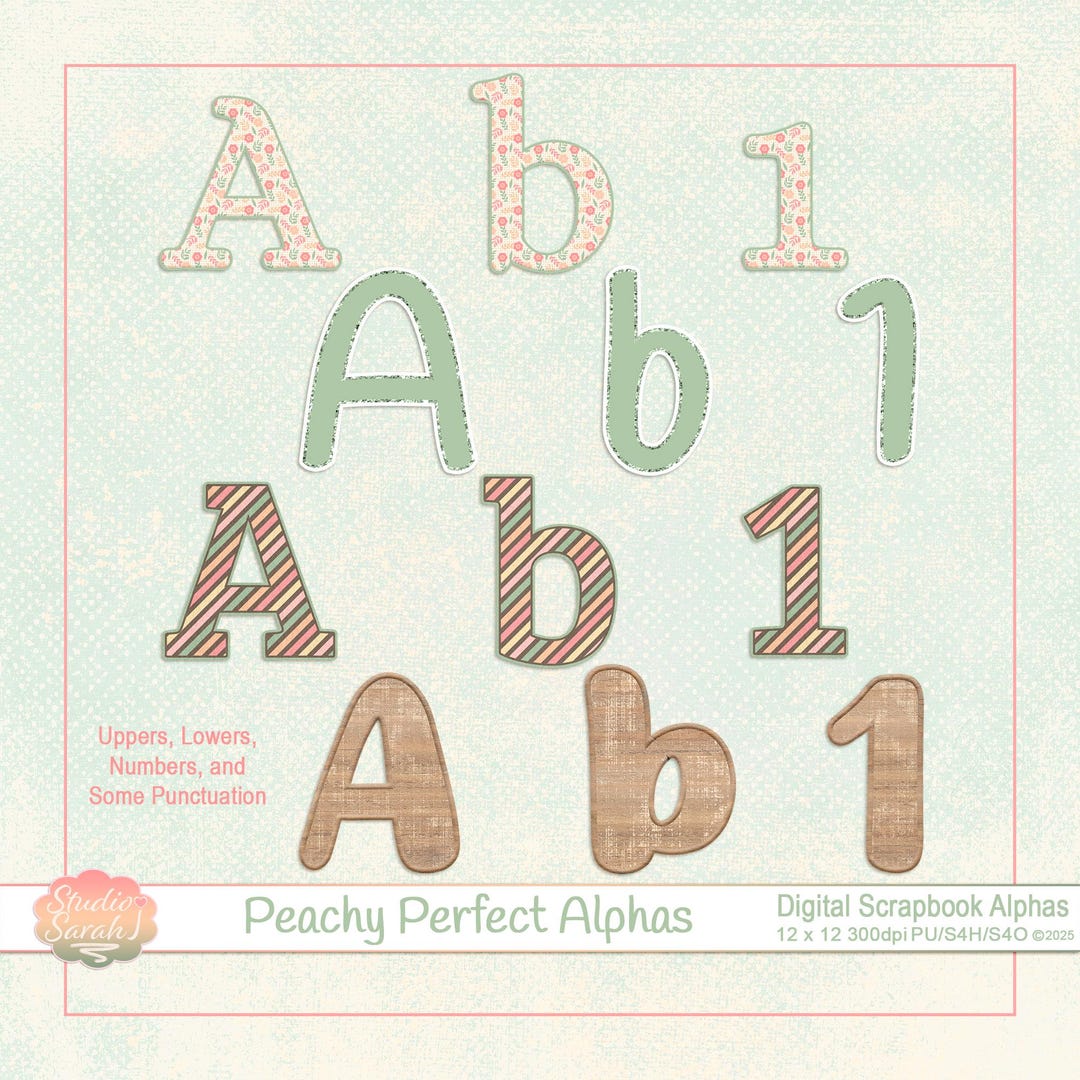 Peachy Perfect Digital Alphabet Kit Featuring Peaches, Yellows, Pinks ...