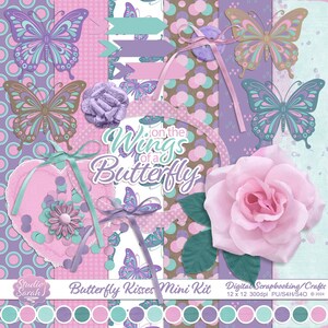 Butterfly Kisses Digital Scrapbook Bundle for Scrapping, Card Making ...