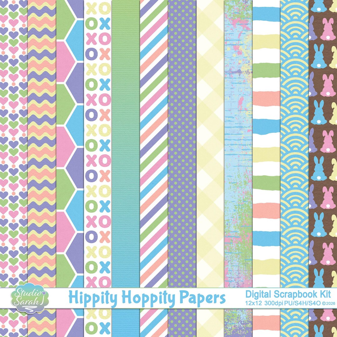 Hippity Hoppity Digital Easter Paper Kit Filled With Blue, Pink, Purple ...
