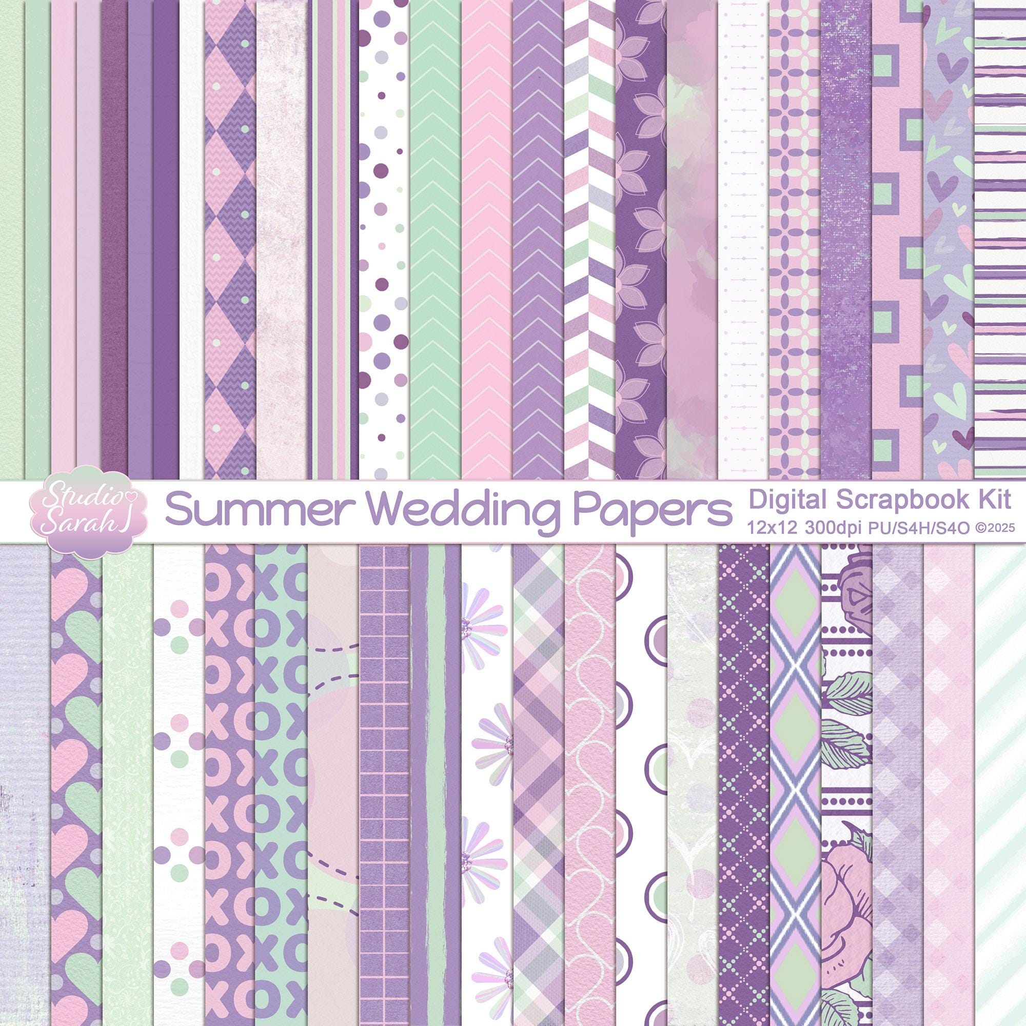 Summer Wedding Digital Scrapbook Kit Featuring Pinks, Purples & Greens ...