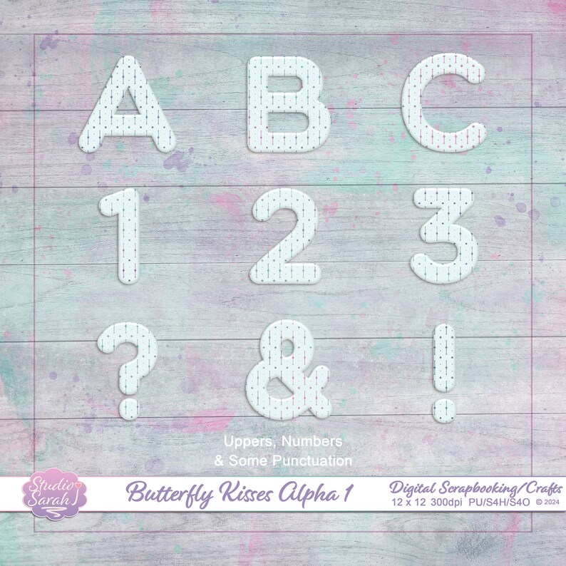 Butterfly Kisses Digital Alphas Kit for Scrapping, Card Making, Junk ...