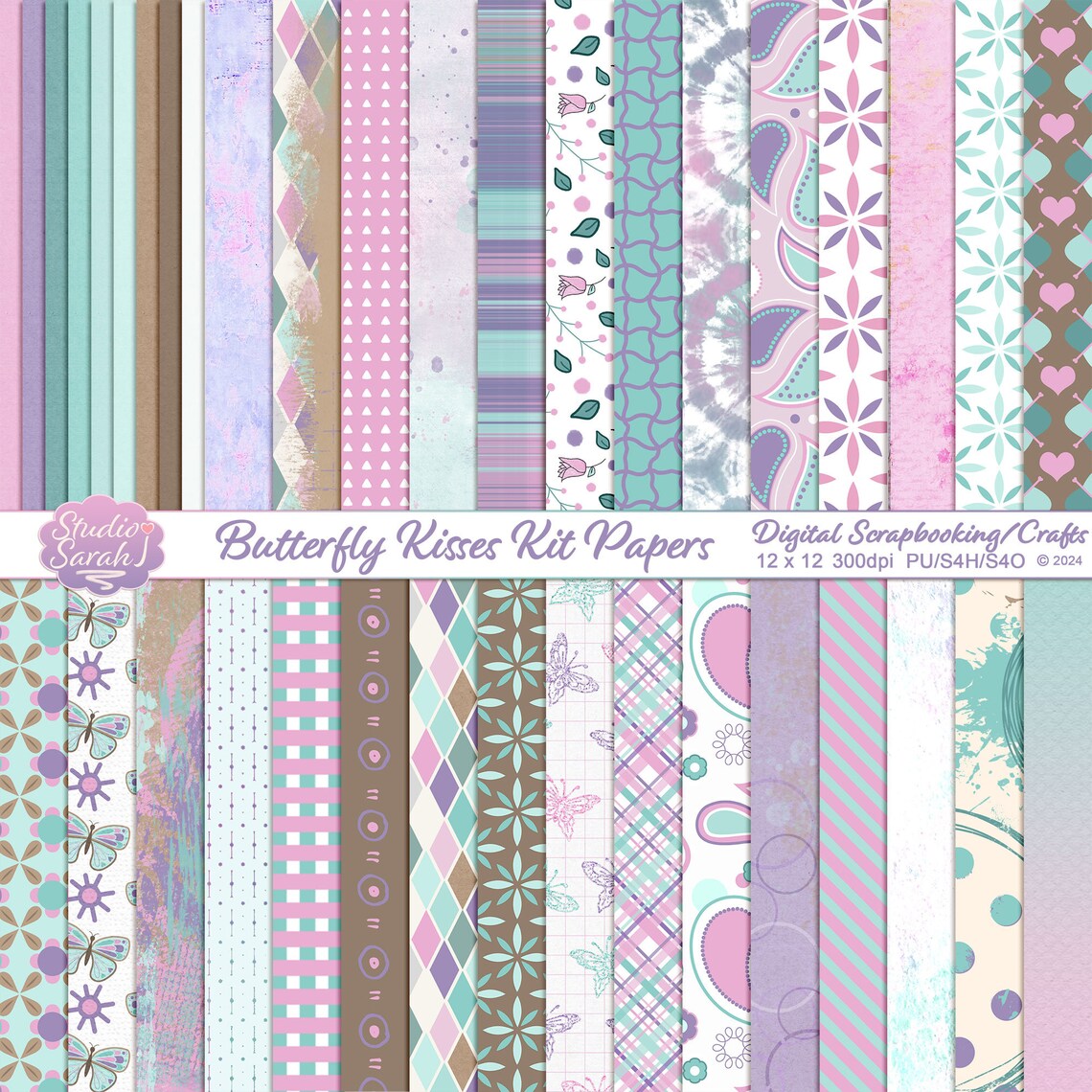 Butterfly Kisses Digital Scrapbook Kit for Scrapping, Card Making, Junk ...