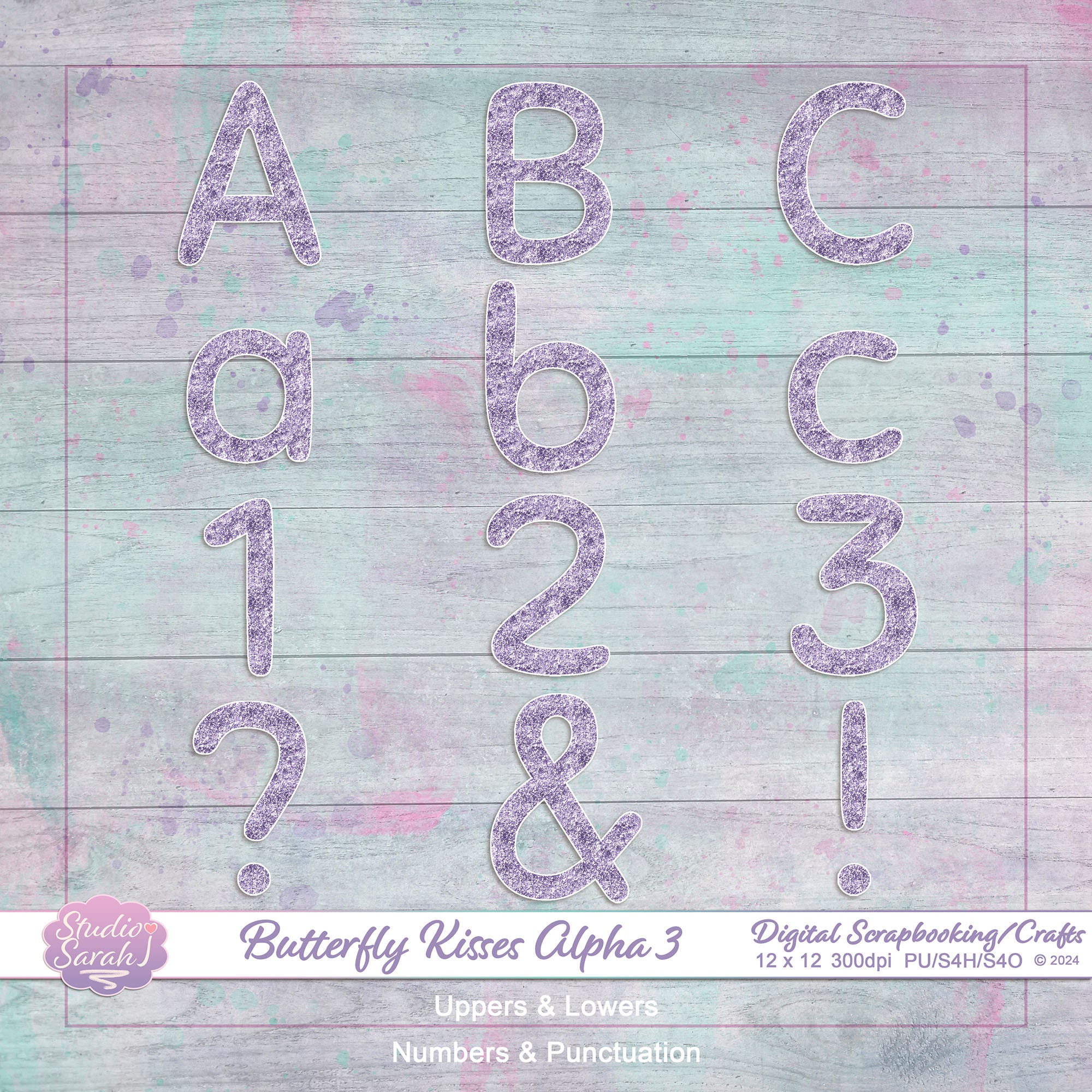 Butterfly Kisses Digital Alphas Kit for Scrapping, Card Making, Junk ...
