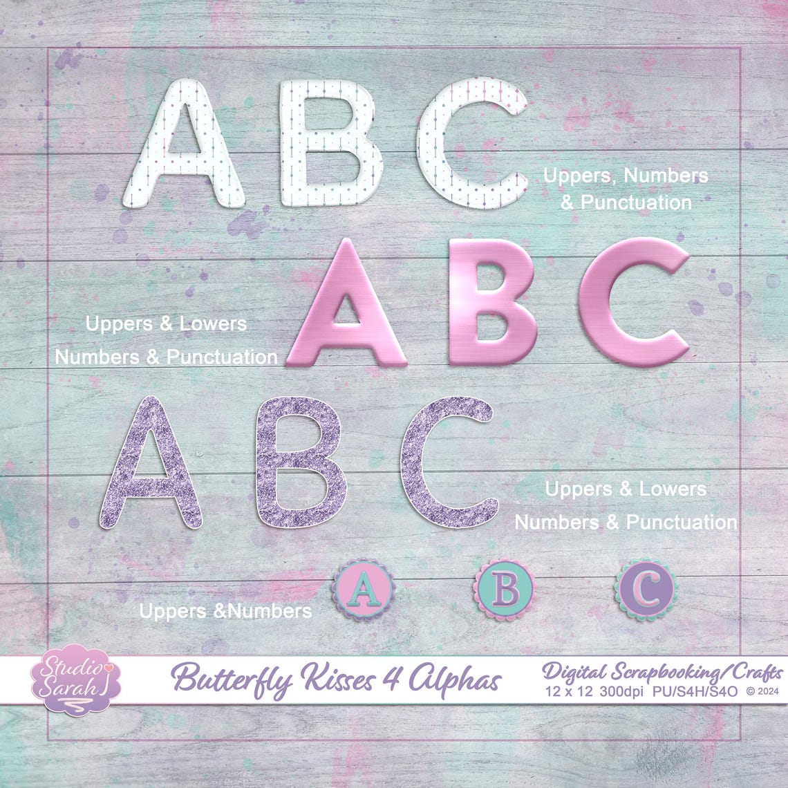 Butterfly Kisses Digital Alphas Kit for Scrapping, Card Making, Junk ...