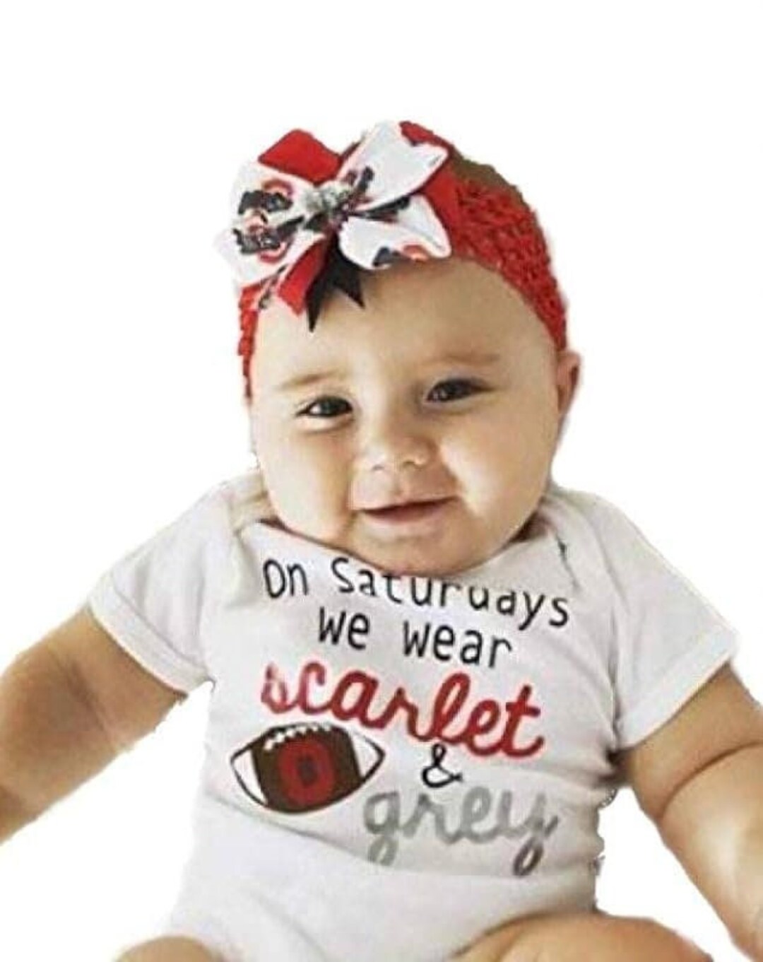 Ohio State Baby Girl Boutique Bow Crocheted Headband - Etsy