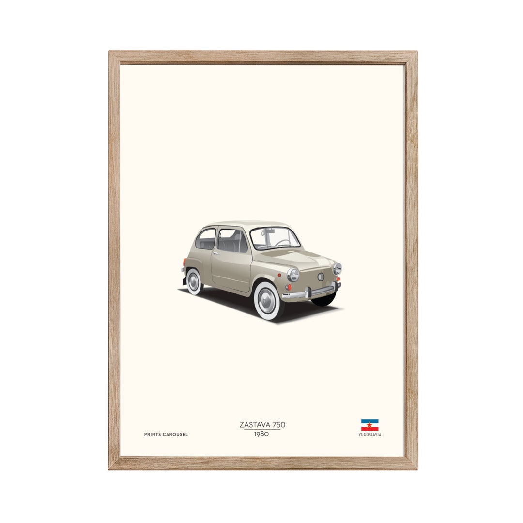 Vintage Car Grey, Yugoslavia Car, Digital Printable Poster, Retro Wall ...