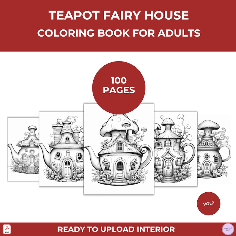 Teapot Fairy House Coloring Pages - Etsy