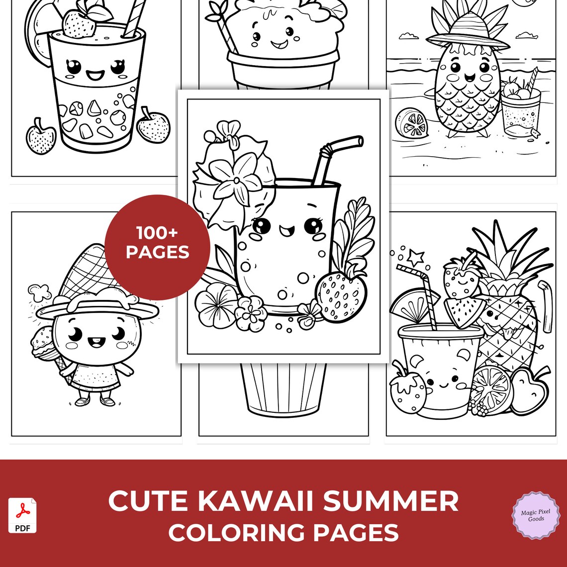 Cute Kawaii Summer Coloring Pages, 150 Kawaii Coloring Pages for Kids ...