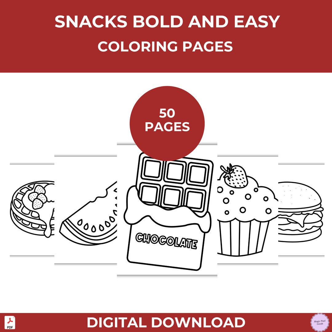 Food and Snacks Bold and Easy Coloring - Etsy