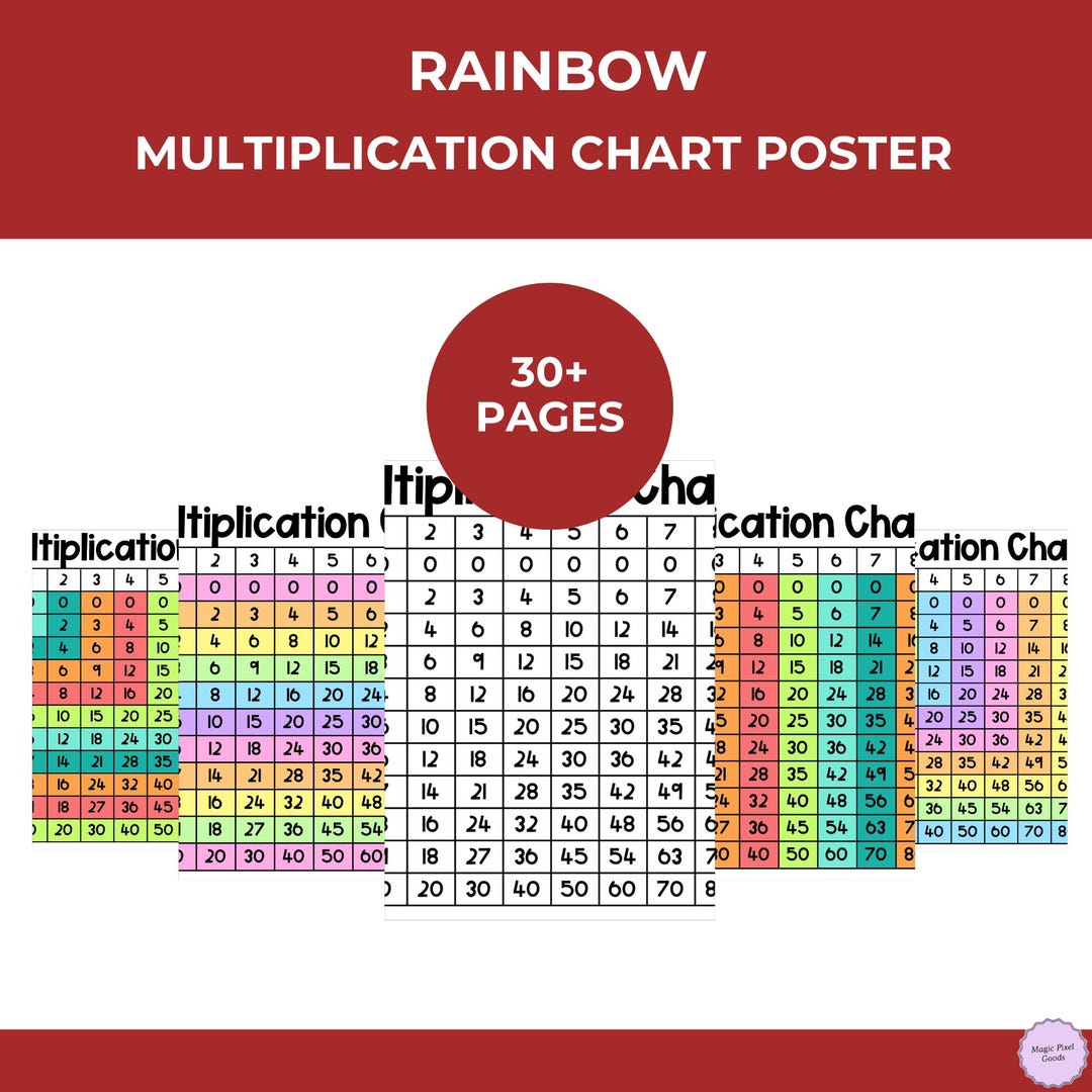Rainbow Multiplication Chart, Educational Print, Homeschool Decor ...