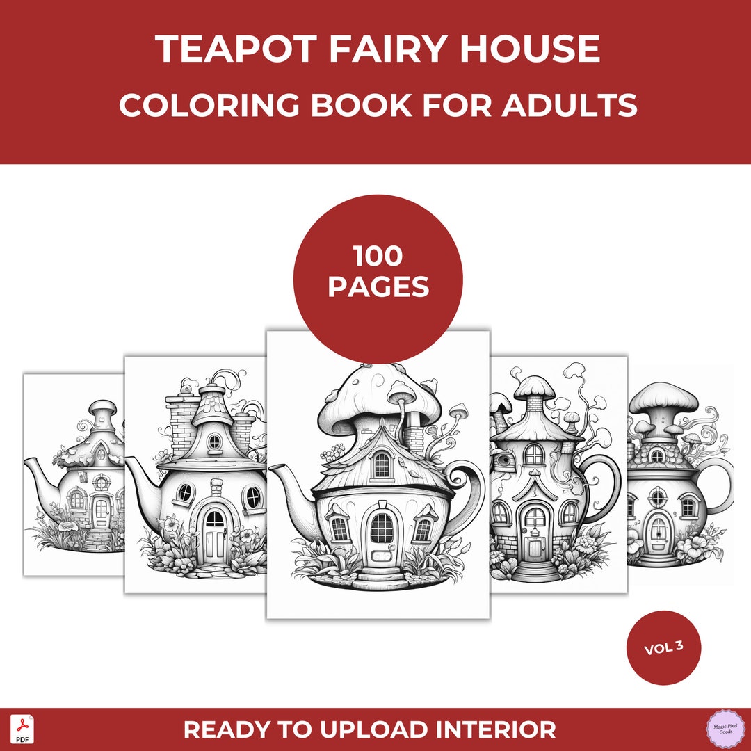 Teapot Fairy House Coloring Pages - Etsy