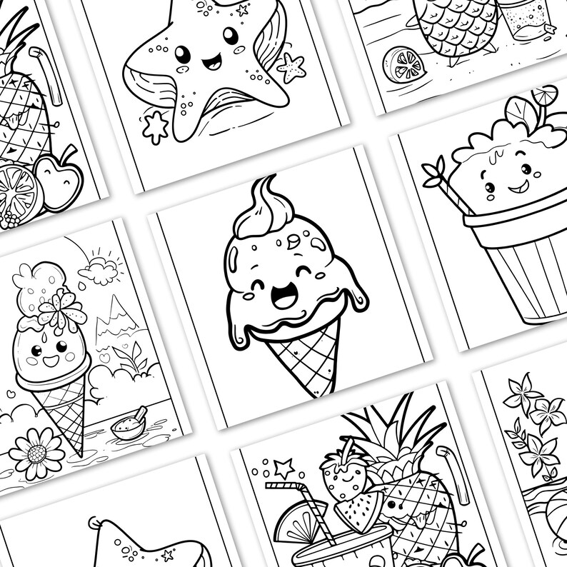Cute Kawaii Summer Coloring Pages, 150 Kawaii Coloring Pages for Kids ...