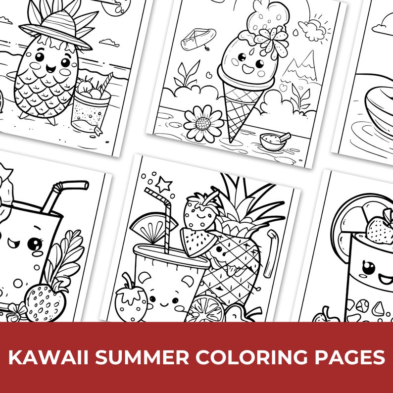 Cute Kawaii Summer Coloring Pages, 150 Kawaii Coloring Pages for Kids ...