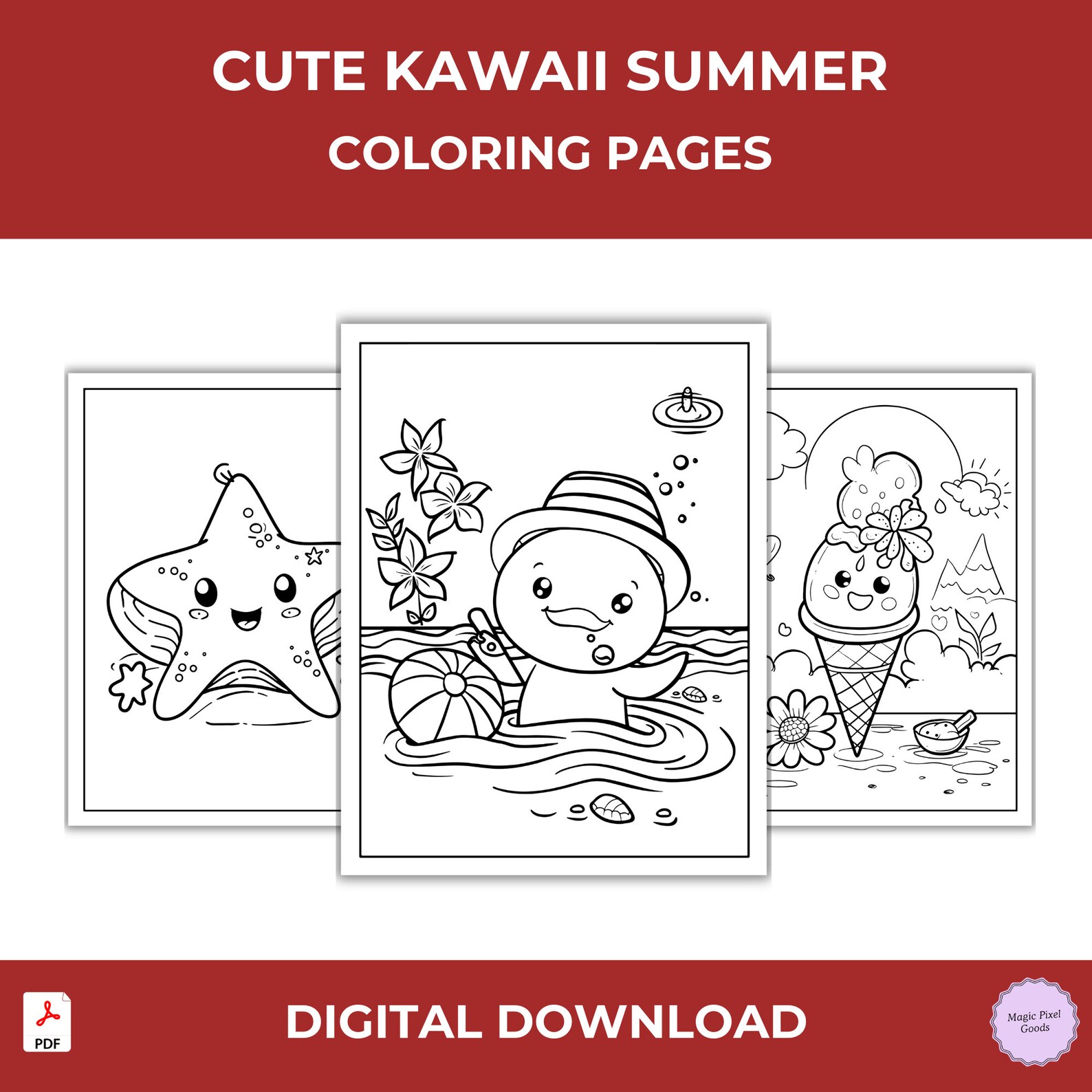 Cute Kawaii Summer Coloring Pages, 150 Kawaii Coloring Pages for Kids ...