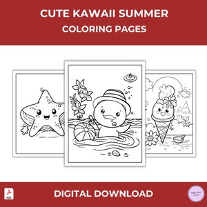 Cute Kawaii Summer Coloring Pages, 150 Kawaii Coloring Pages for Kids ...