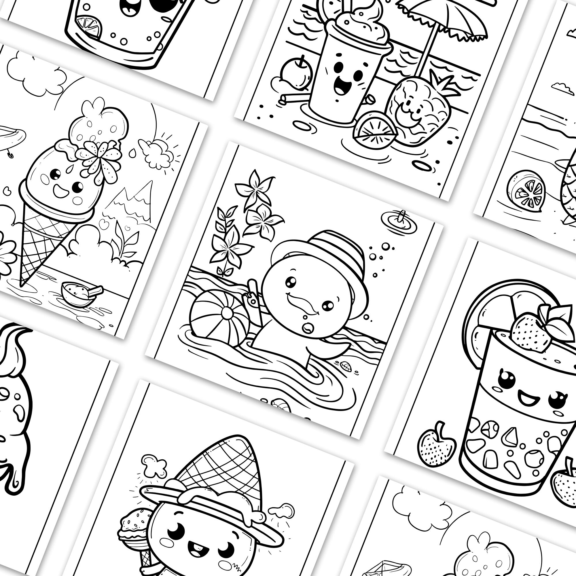 Cute Kawaii Summer Coloring Pages, 150 Kawaii Coloring Pages for Kids ...