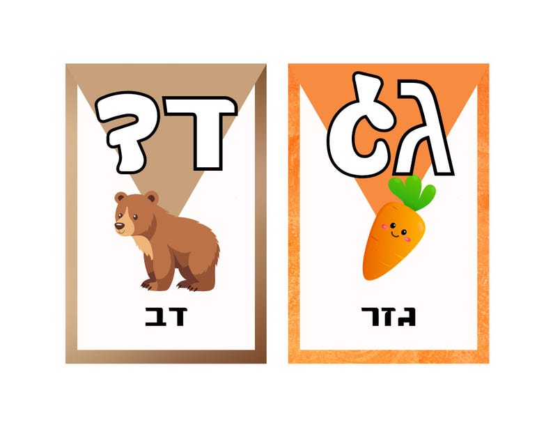 Printable Hebrew Alphabet Flash Cards for Learning | 2 Unique Themed ...