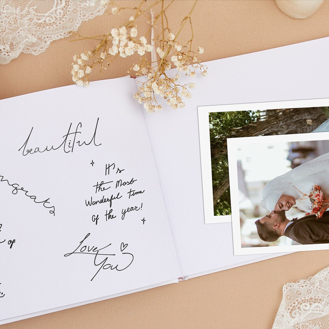 Custom Wedding White Guest Book Simple Guest Book Elegant Wedding ...