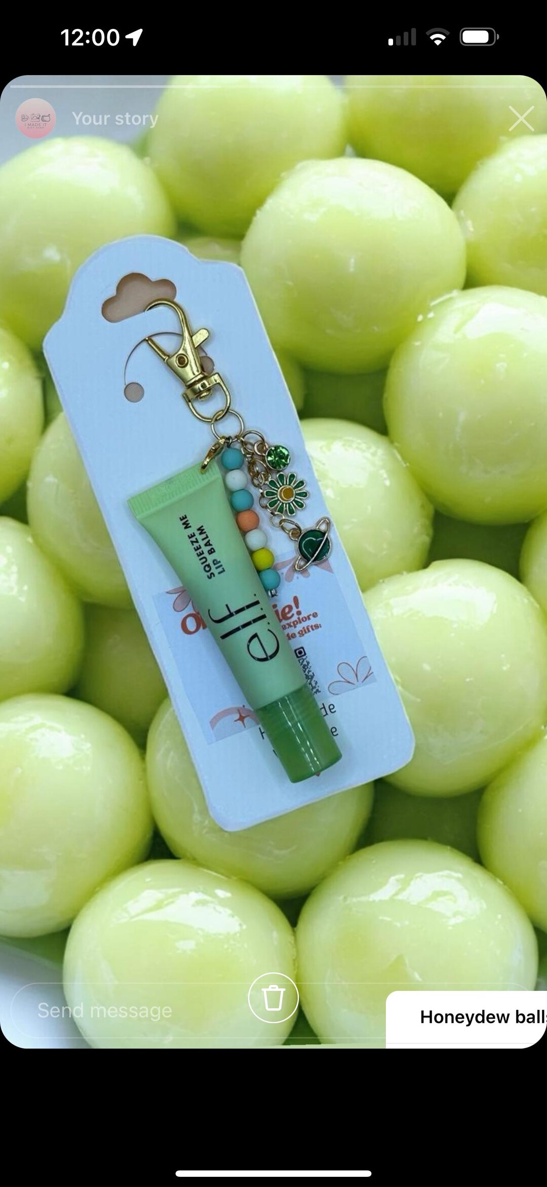 ELF Honeydew (green) Lip Balm With Charms and Name Personalization - Etsy