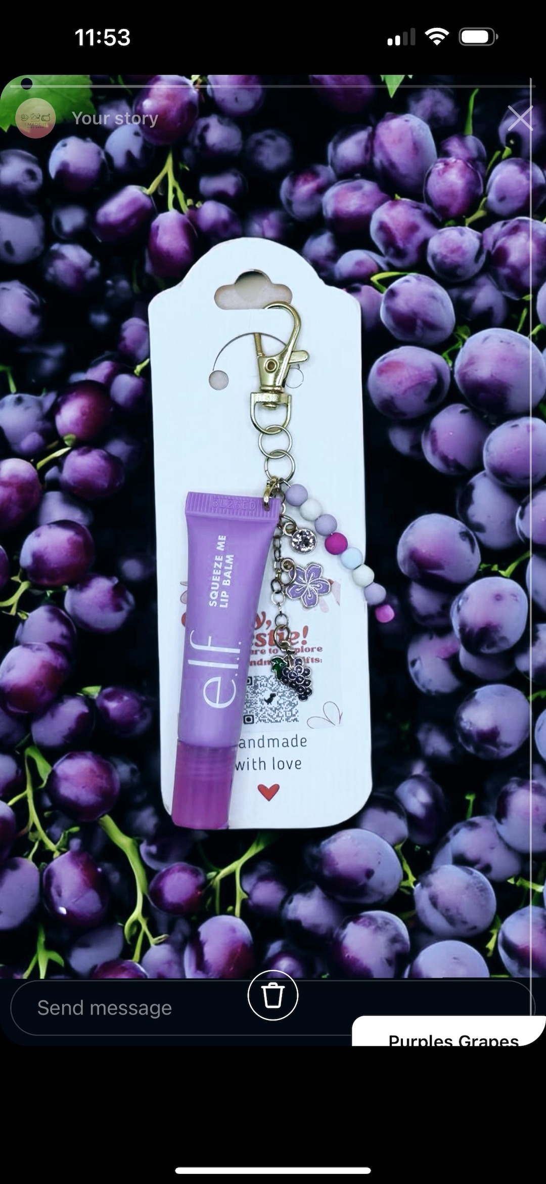 ELF Grape (purple) Lip Balm With Charms and Name Personalization - Etsy
