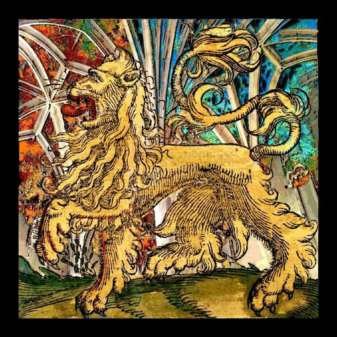 133a. Medieval Royal Lion Fabric: Organic Cotton Sateen, Quilting ...