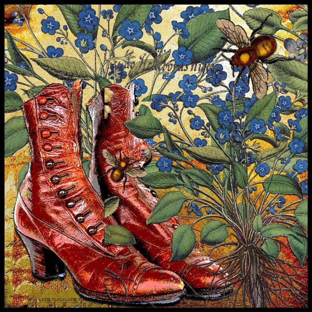 2. Halloween Baba's Dress Boots 8 X 8 Inch Organic COTTON Sateen Fabric ...