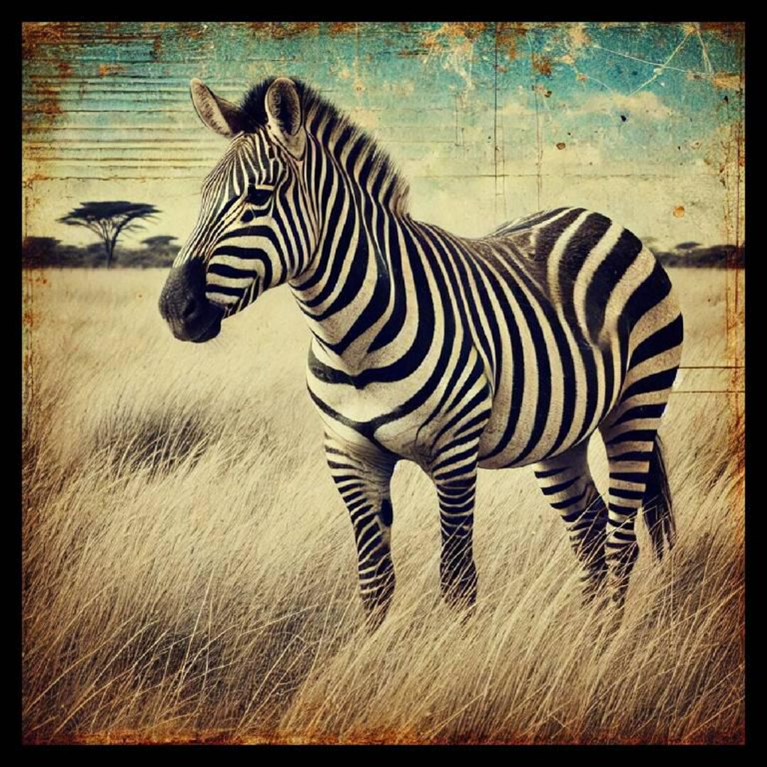 S10. Zebra Safari Grunge Organic Cotton Sateen Fabric Swatch (8x8 ...