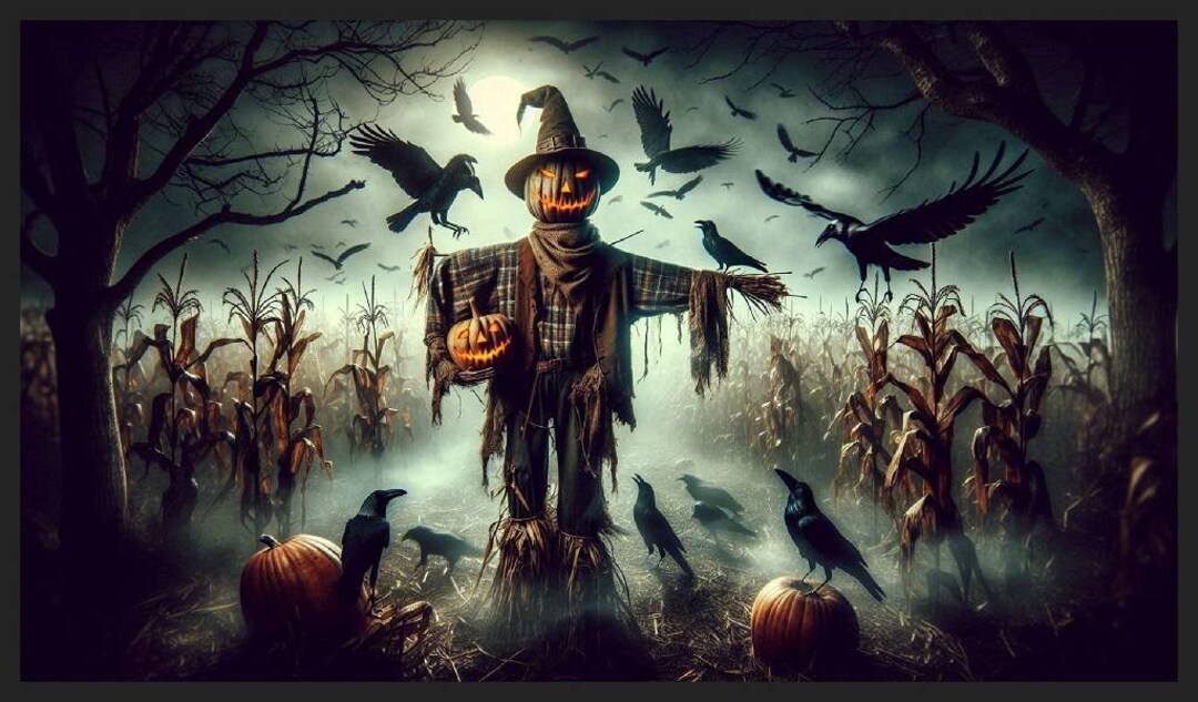 1302. Halloween Baba's Scarecrow and Raven Series 8 X14 Inch Organic ...