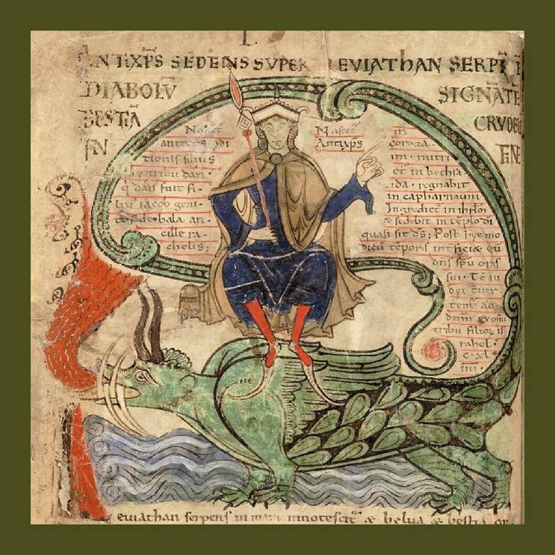 134. Mystical Beasts Medieval Illustration: Organic Cotton Sateen ...