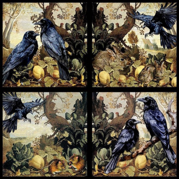 Raven Quilt Panel - Etsy