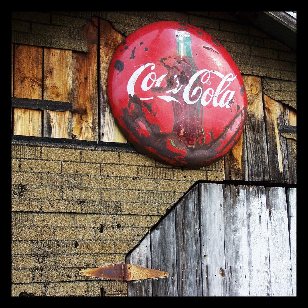 148z. Country Barn Coke Sign Fabric Swatch Organic Cotton Sateen (8x8 ...