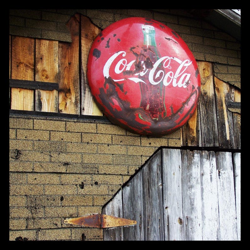 148z. Country Barn Coke Sign Fabric Swatch Organic Cotton Sateen (8x8 ...
