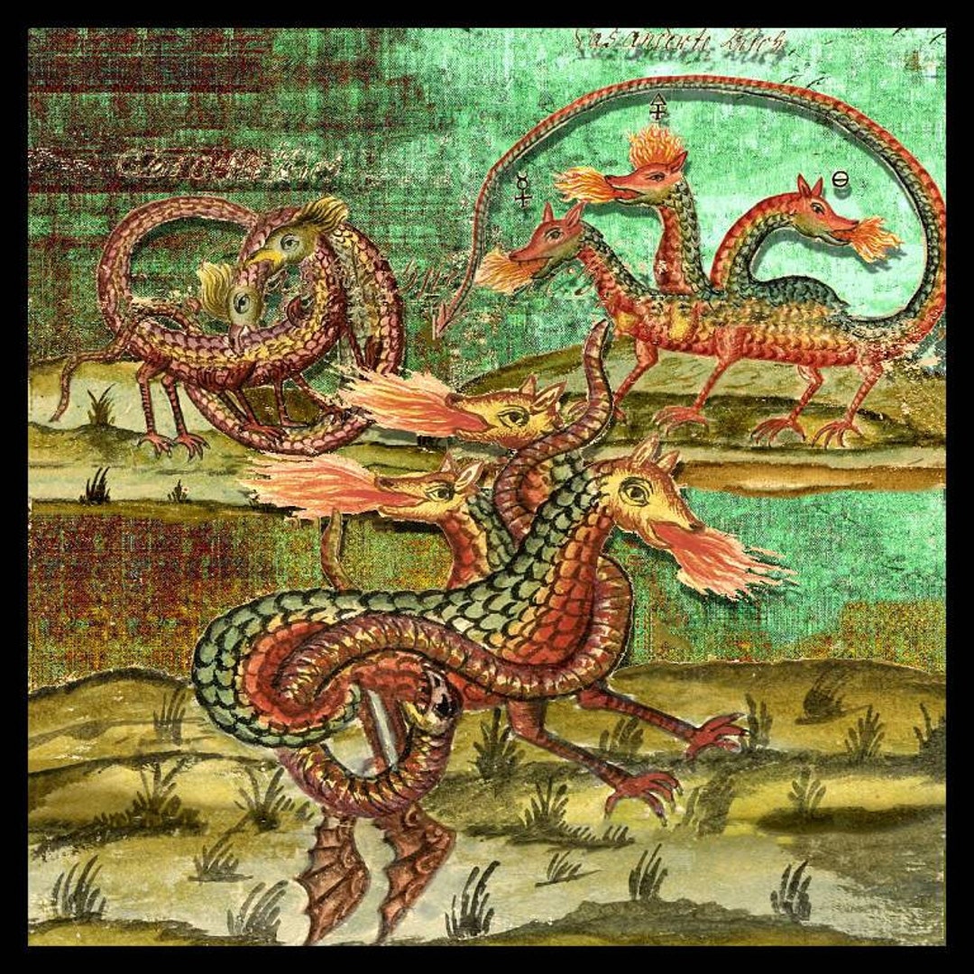 201a. Mystical Beasts Fabric Swatch There Be Dragons Yellow - Etsy