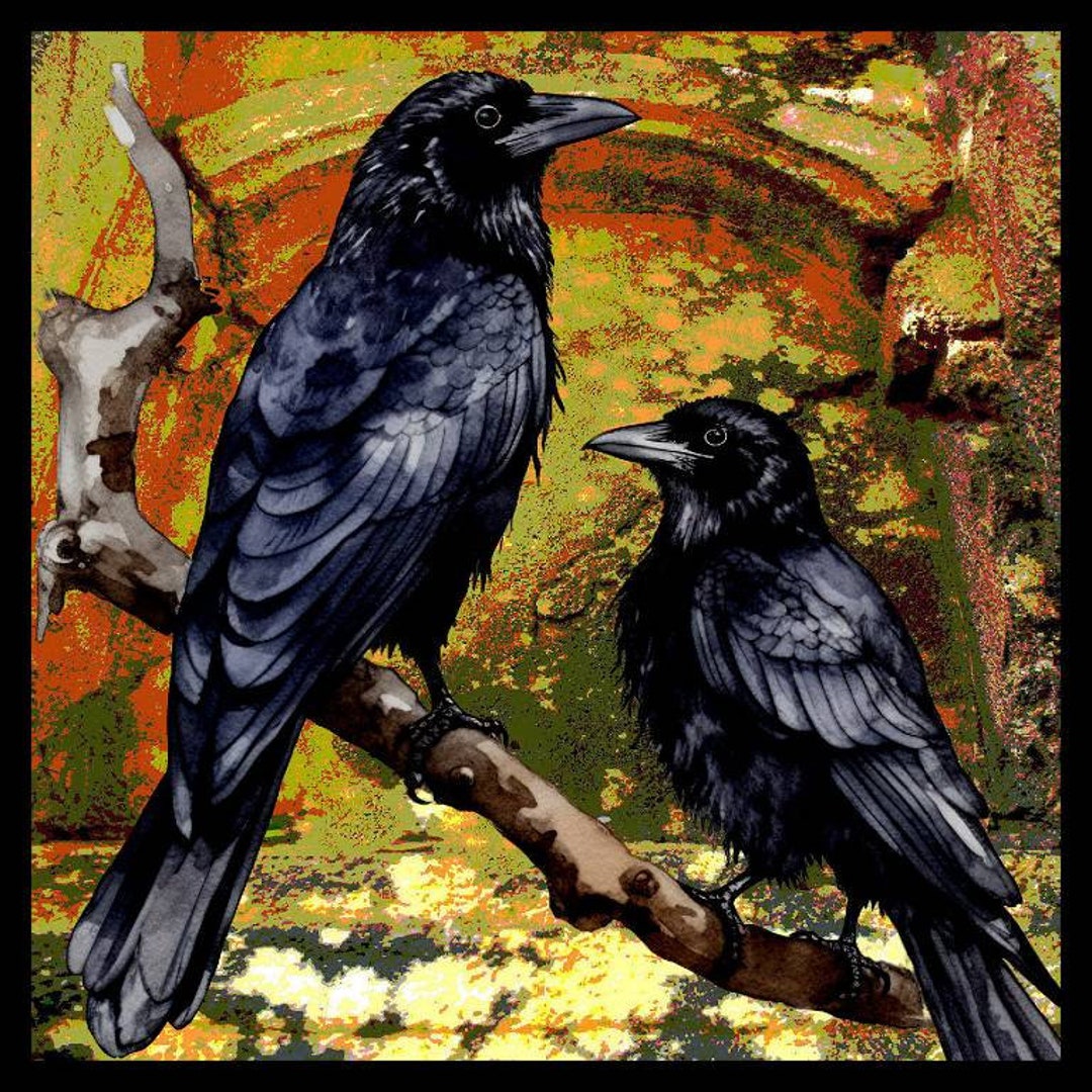 6a. the Potting Shed Crows 8 X 8 Inch Organic COTTON Sateen Fabric ...