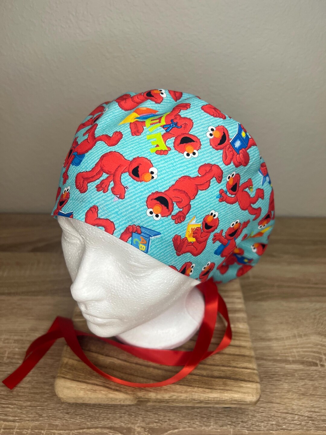 Elmo Sesame Street Ponytail Scrub Cap With Ribbon Ties - Etsy