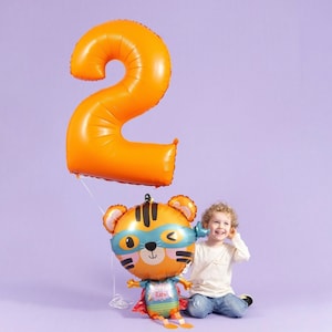 Orange Balloon Numbers 0-9, 40" Jumbo Number Balloons for Construction ...