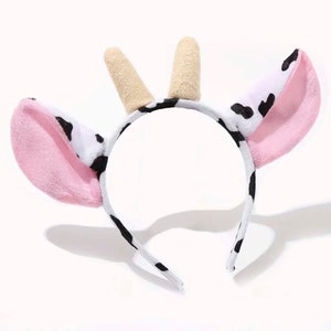 Cow Print Headband, Cute Cow Headband, Costume Cow Ears and Horns, Farm ...