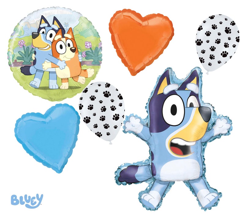 Conjunto de globos bluey y bingo, globo azulado, globo de cumpleaños ...