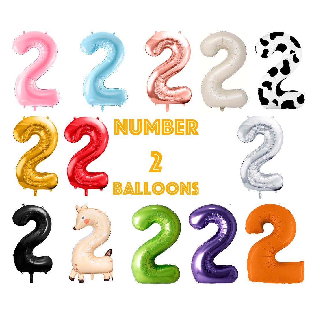 34" Number 2 Balloon, 22nd Birthday Party Decor, 2nd Anniversary ...