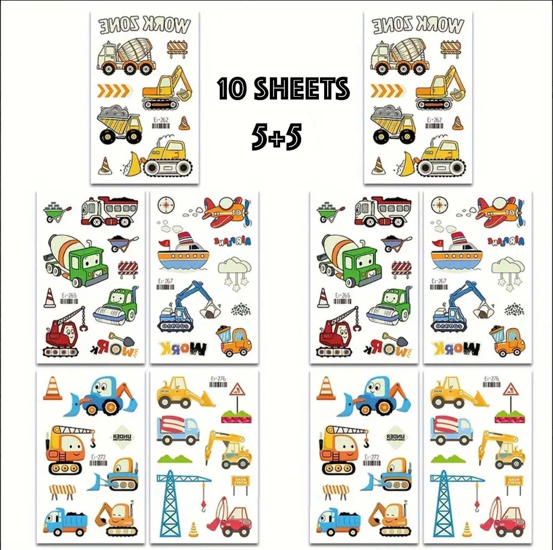 Construction Temporary Tattoos, Glow in the Dark Construction Trucks ...