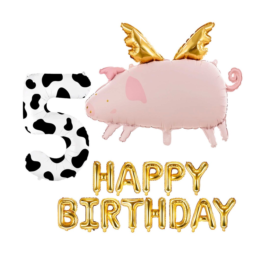 Flying Pig Balloon, Cow Print Balloon, Farm Birthday Party Decorations ...