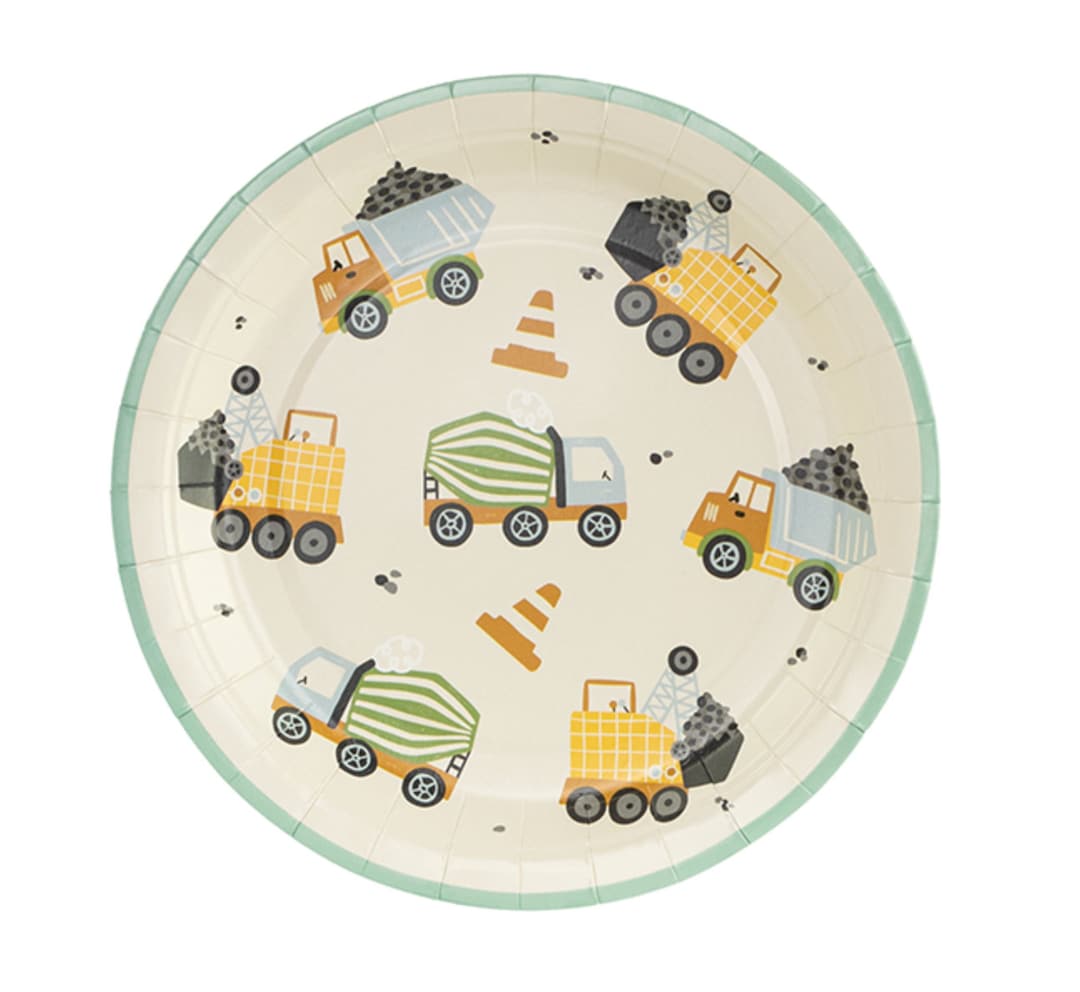 Construction Trucks Party Plates, Little Builder Birthday Party Theme ...