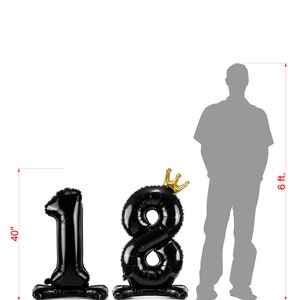 Number 18 Foil Balloon 40", Giant Jumbo 18 Black Standing Balloon ...