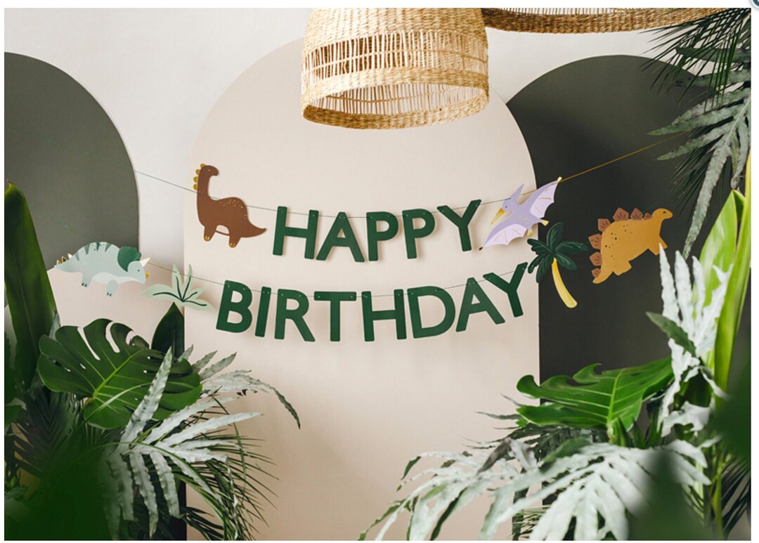 Dinosaur Happy Birthday Banner, Dinosaur Party Decorations, Dino Party ...