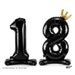 Number 18 Foil Balloon 40", Giant Jumbo 18 Black Standing Balloon ...