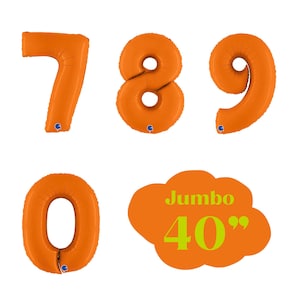 Orange Balloon Numbers 0-9, 40" Jumbo Number Balloons for Construction ...