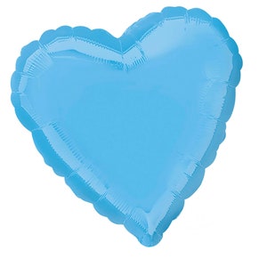 18" Pale Blue Heart Balloon, Blue Heart Foil Balloon, Kid's Party Decor ...